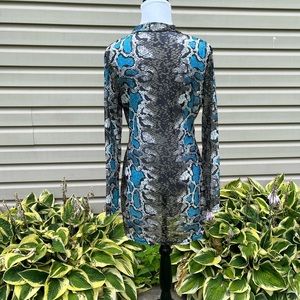 Dresses | New Snakeskin Mock Neck Long Sleeve Mesh Sheer Mini Dress ...